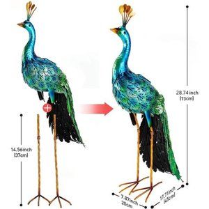 Accents | Outdoor Solar Peacock Statue Garden Decor Metal Yard Art ...